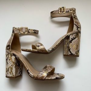 Soda | Shoes | Soda Gold Python Print Strappy High Heel Sandal | Poshmark